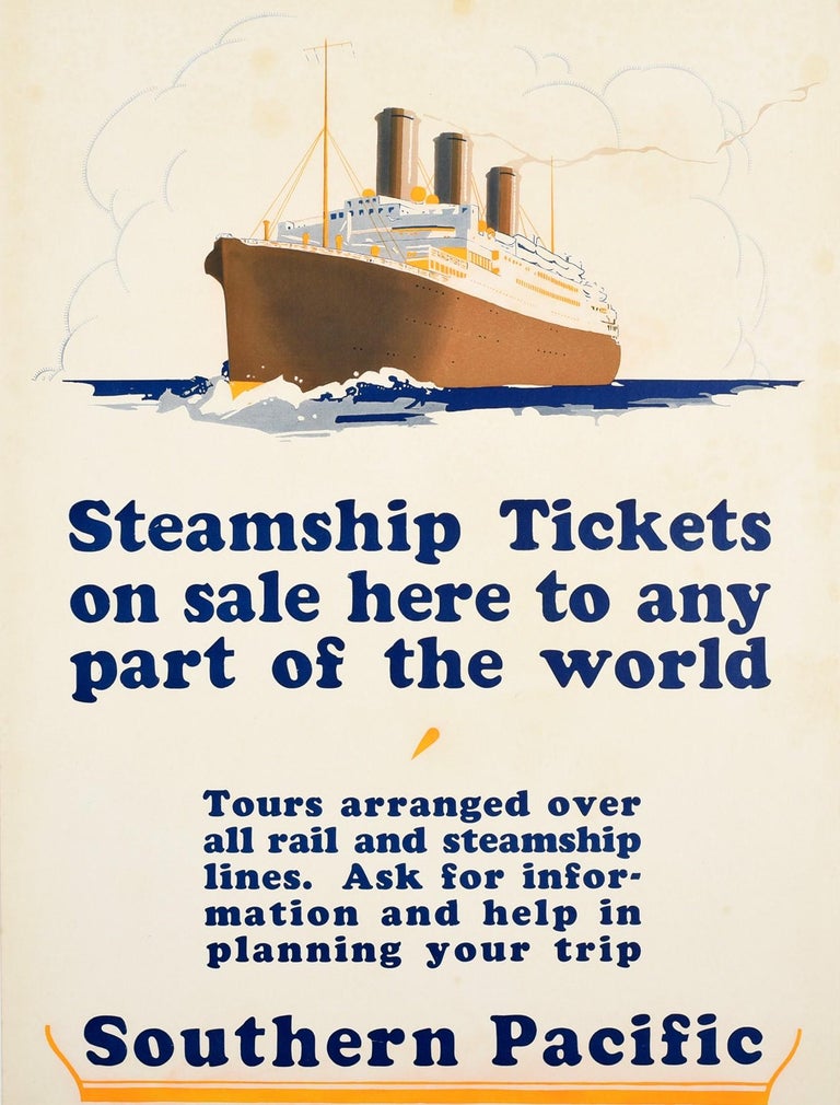 Original Vintage Poster Southern Pacific Steamship Ocean Liner Cruise ...