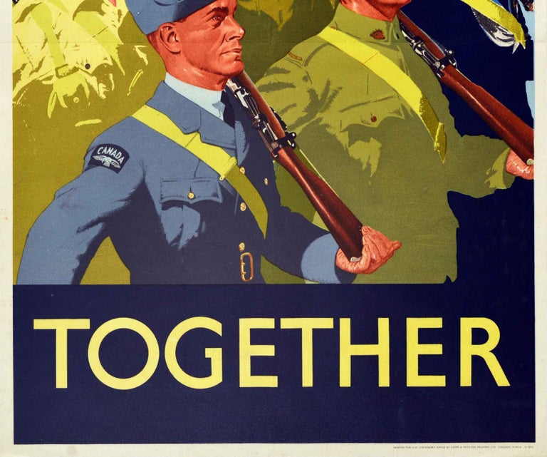 Original Vintage Poster Together Commonwealth Forces WWII Military Army ...