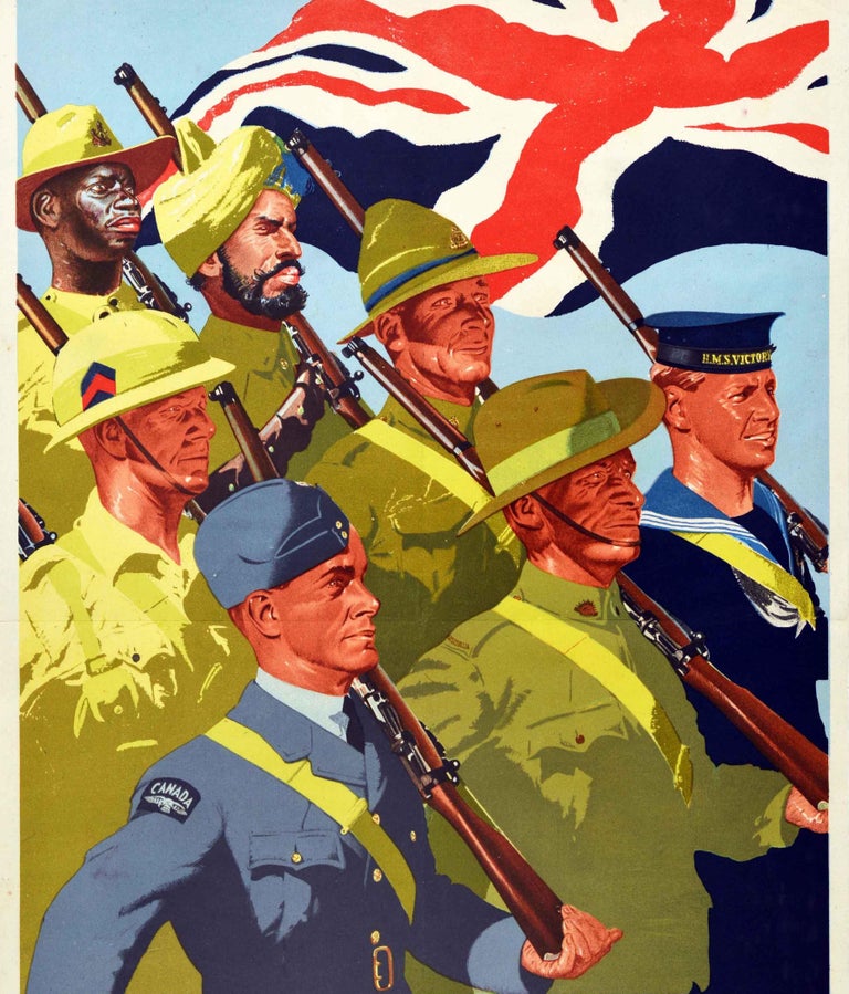 Original Vintage Poster Together Commonwealth Forces WWII Military Army ...