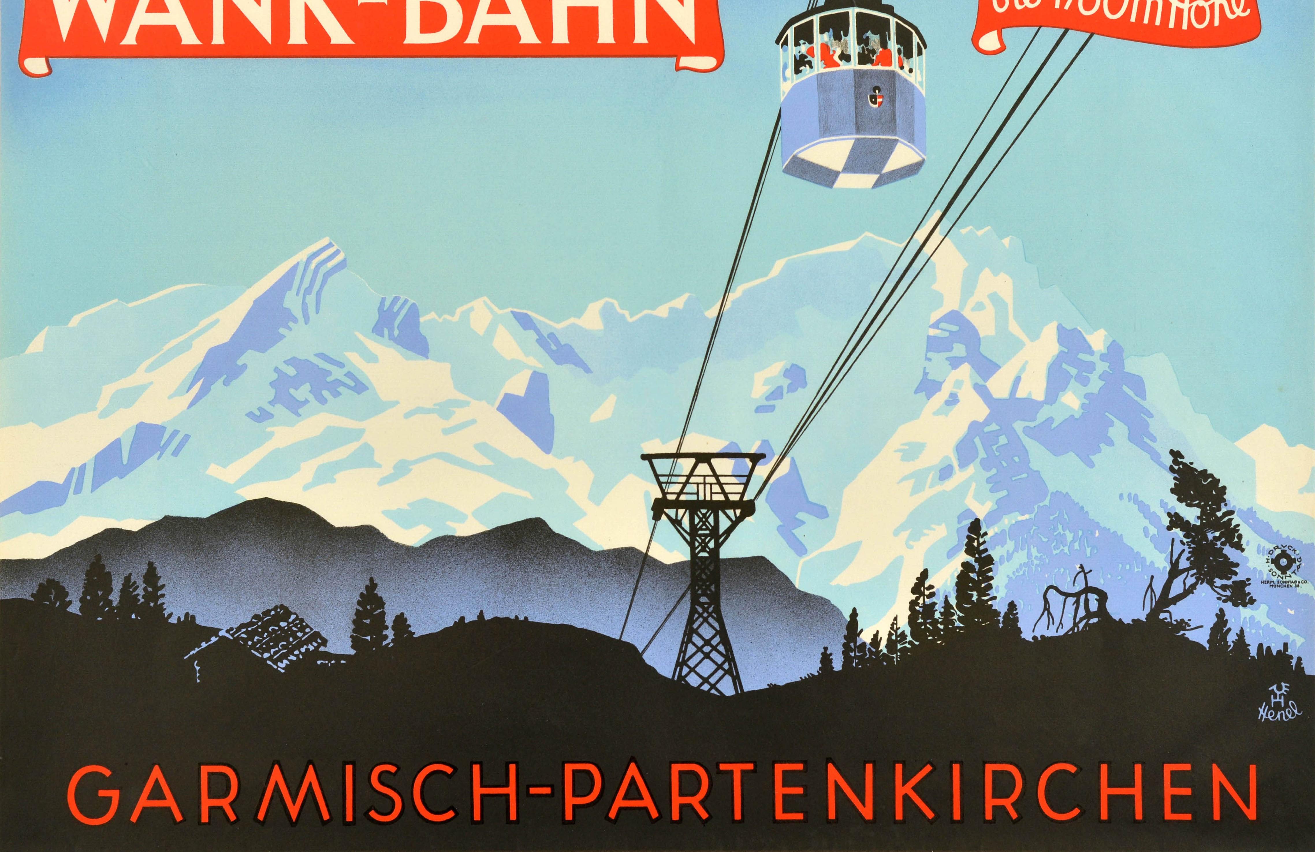 Original Vintage Poster Wankbahn Cable Car Garmisch Partenkirchen Ski ...