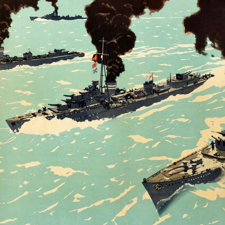 Original Vintage Poster War Savings Are Warships Norman Wilkinson WWII ...