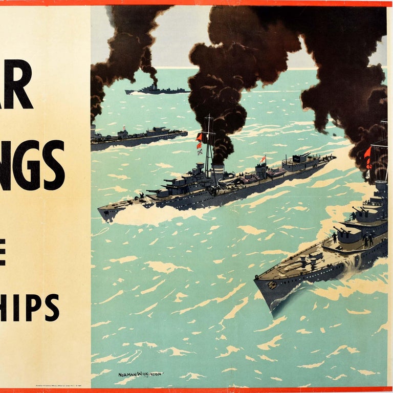 Original Vintage Poster War Savings Are Warships Norman Wilkinson WWII ...