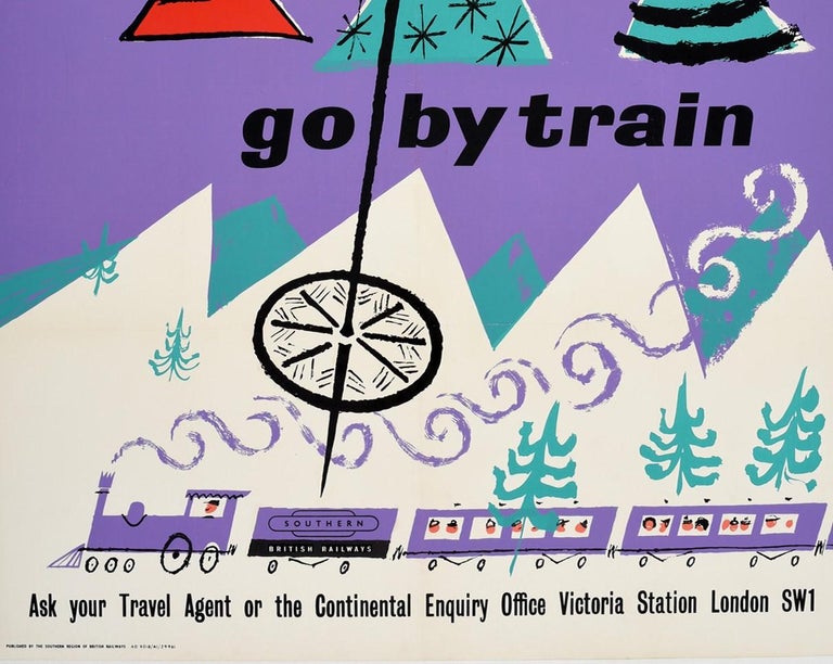 Original Vintage Poster Winter Sports Go By Train British Railways ...