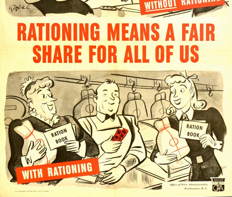 Original Vintage Poster WWII Rationing Means A Fair Share Food War ...