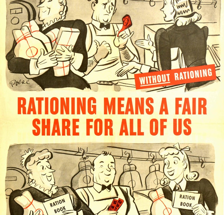 Original Vintage Poster WWII Rationing Means A Fair Share Food War ...