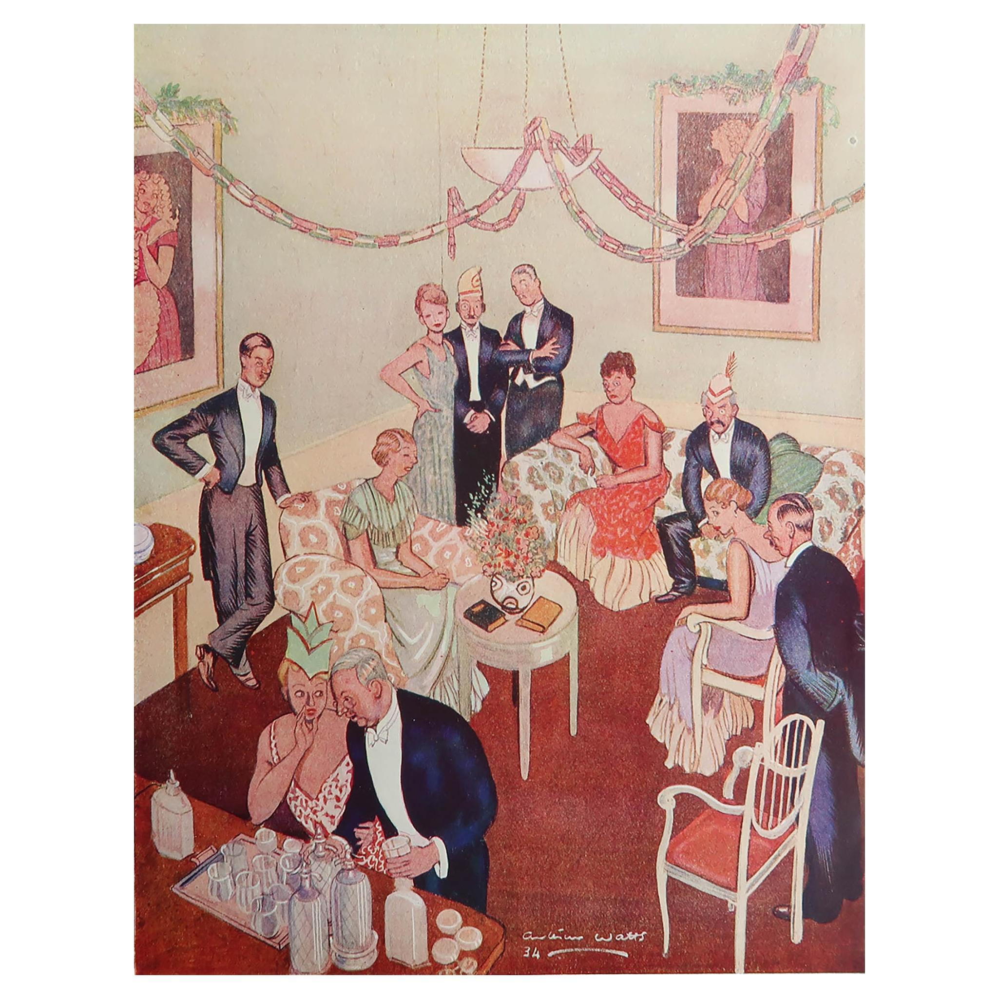 Original Vintage Print of A Cartoon By Arthur Watts. 1934 For Sale at ...
