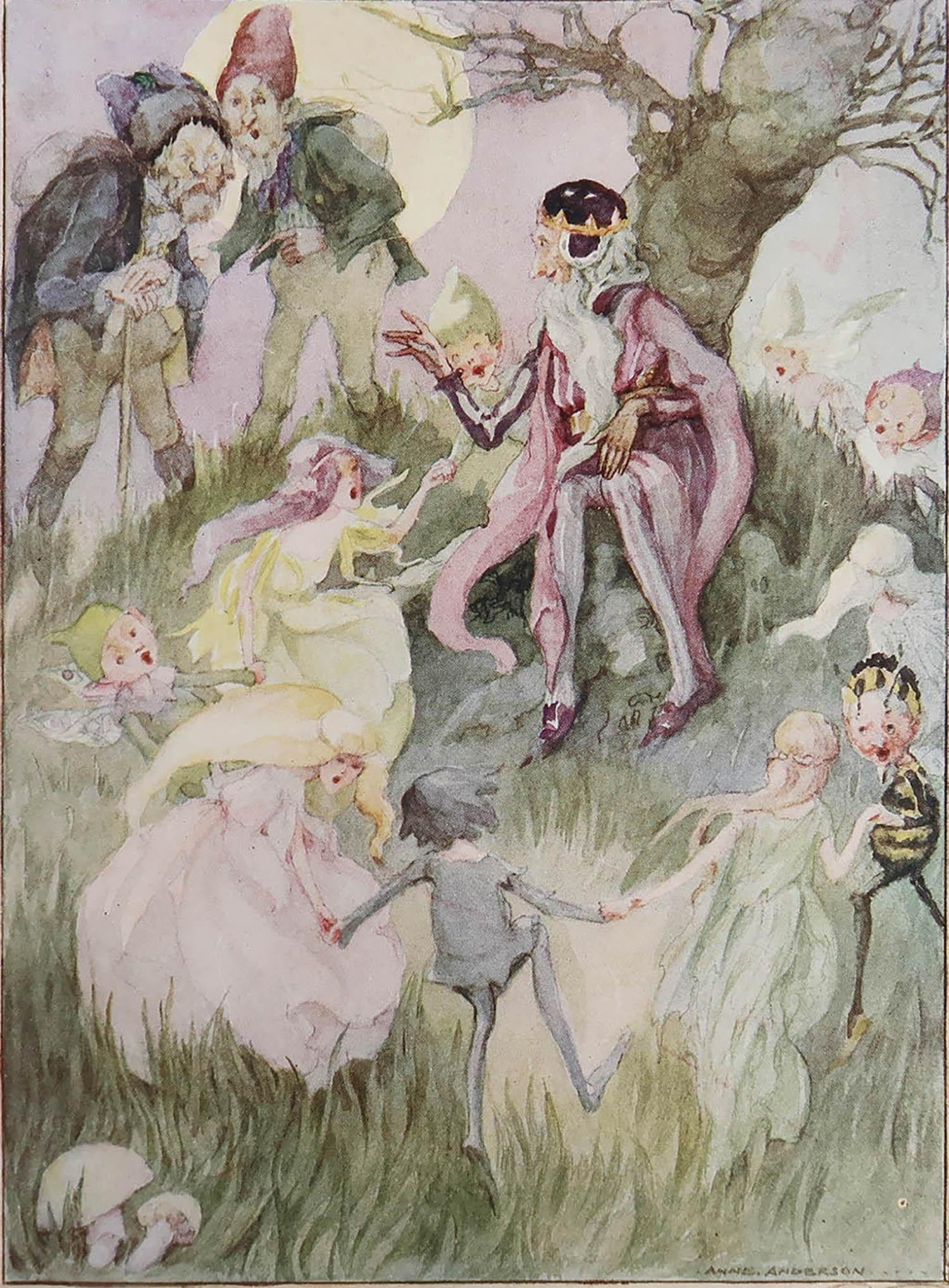 Original Vintage Print of Fairies by Anne Anderson, C.1920 For Sale at ...