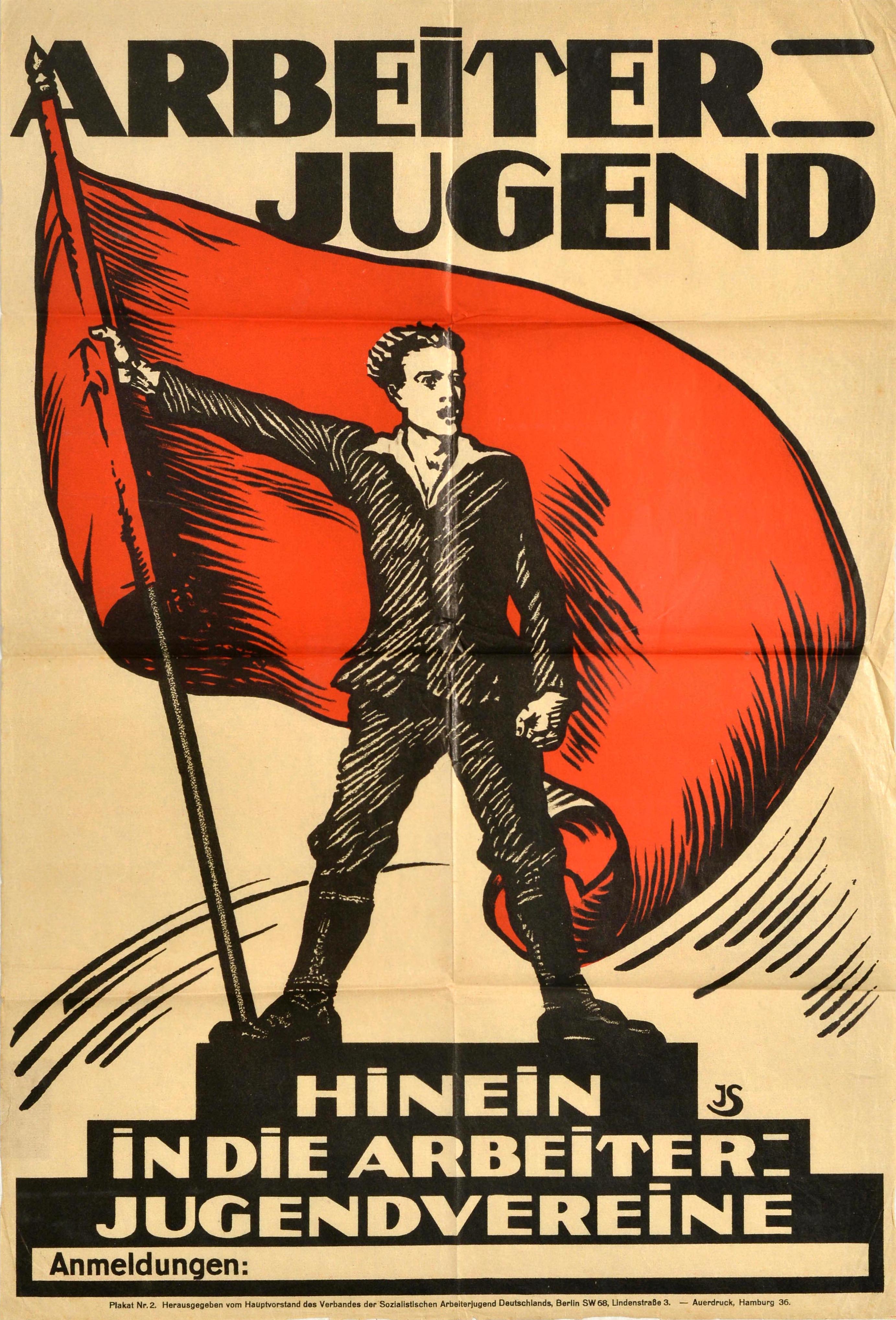 Original Vintage Propaganda Poster Arbeiterjugend Socialist Workers ...