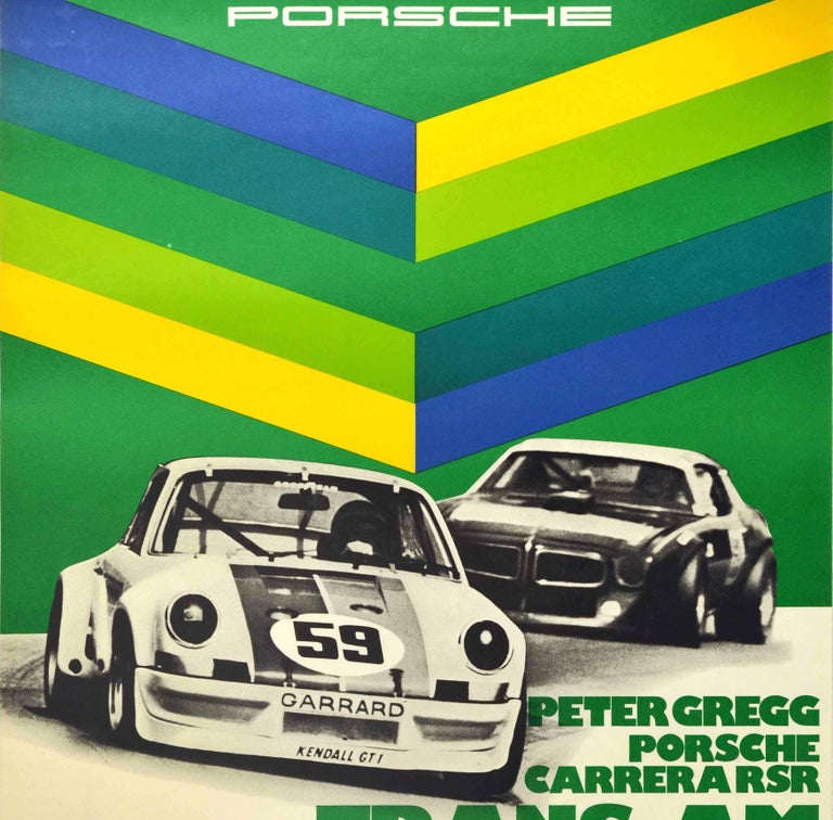 Original Vintage Racing Poster Peter Gregg Porsche Carrera RSR Trans-Am ...