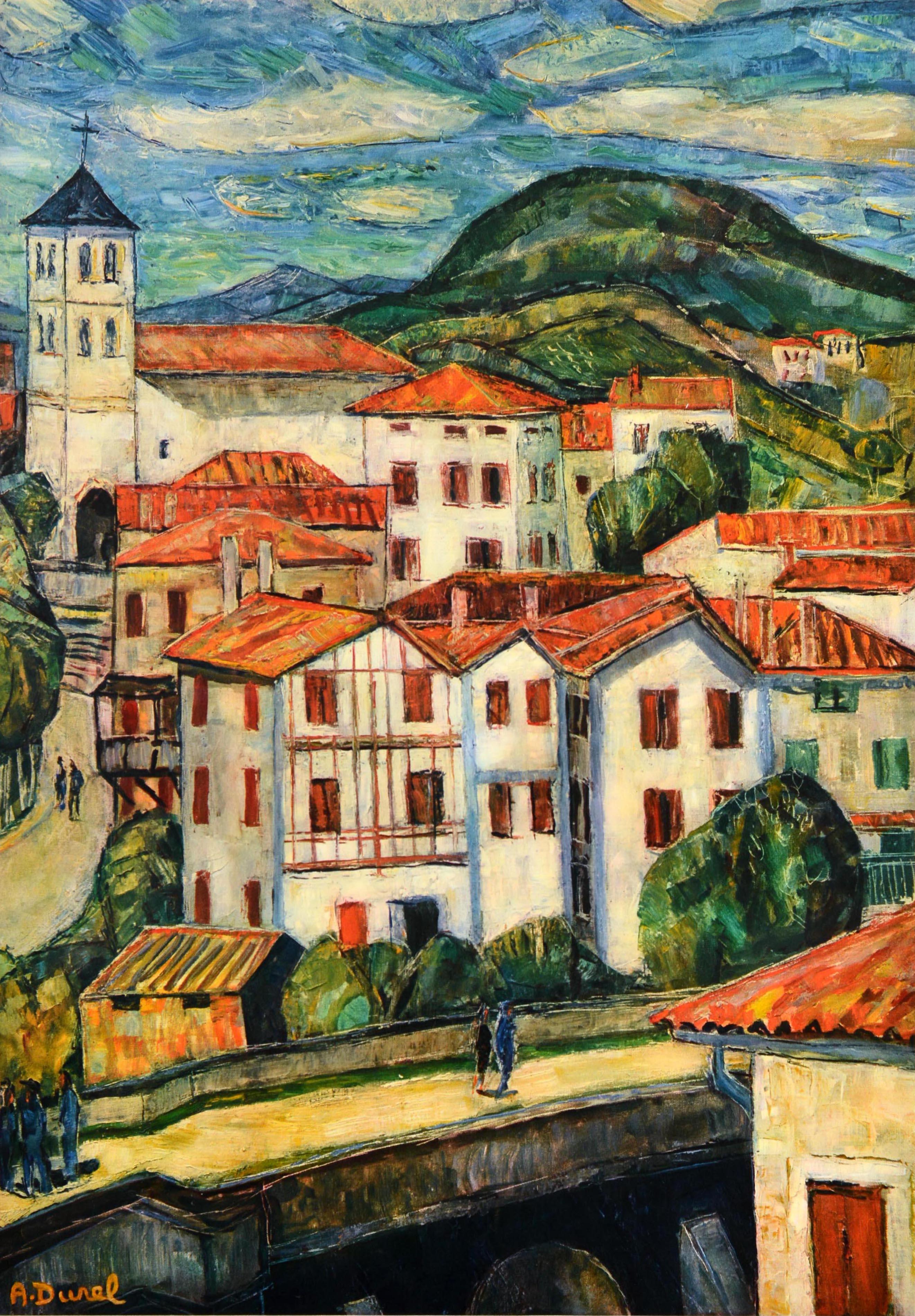 Original Vintage Railway Travel Poster Baskenland Basque Country France ...