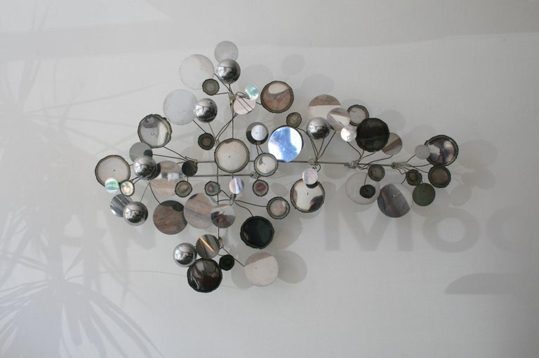 Original Vintage Raindrops Wall Sculpture in chrome by C. Jere at 1stDibs