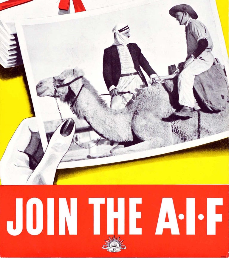 Original Vintage Recruitment Propaganda Poster Join The AIF Camel WWII ...
