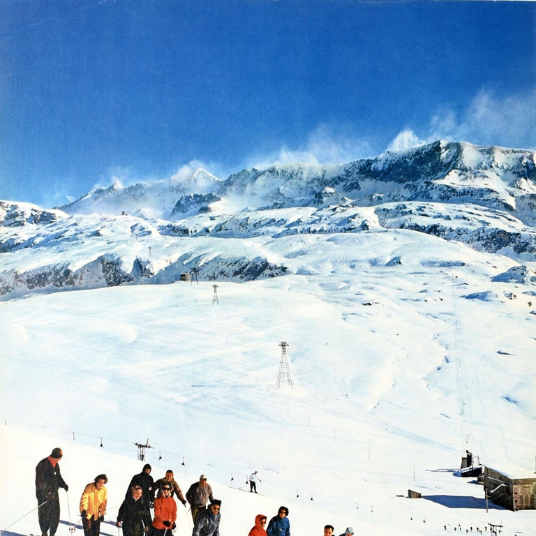 Original Vintage Ski Travel Poster France Winter Sports Alps Alpe d ...