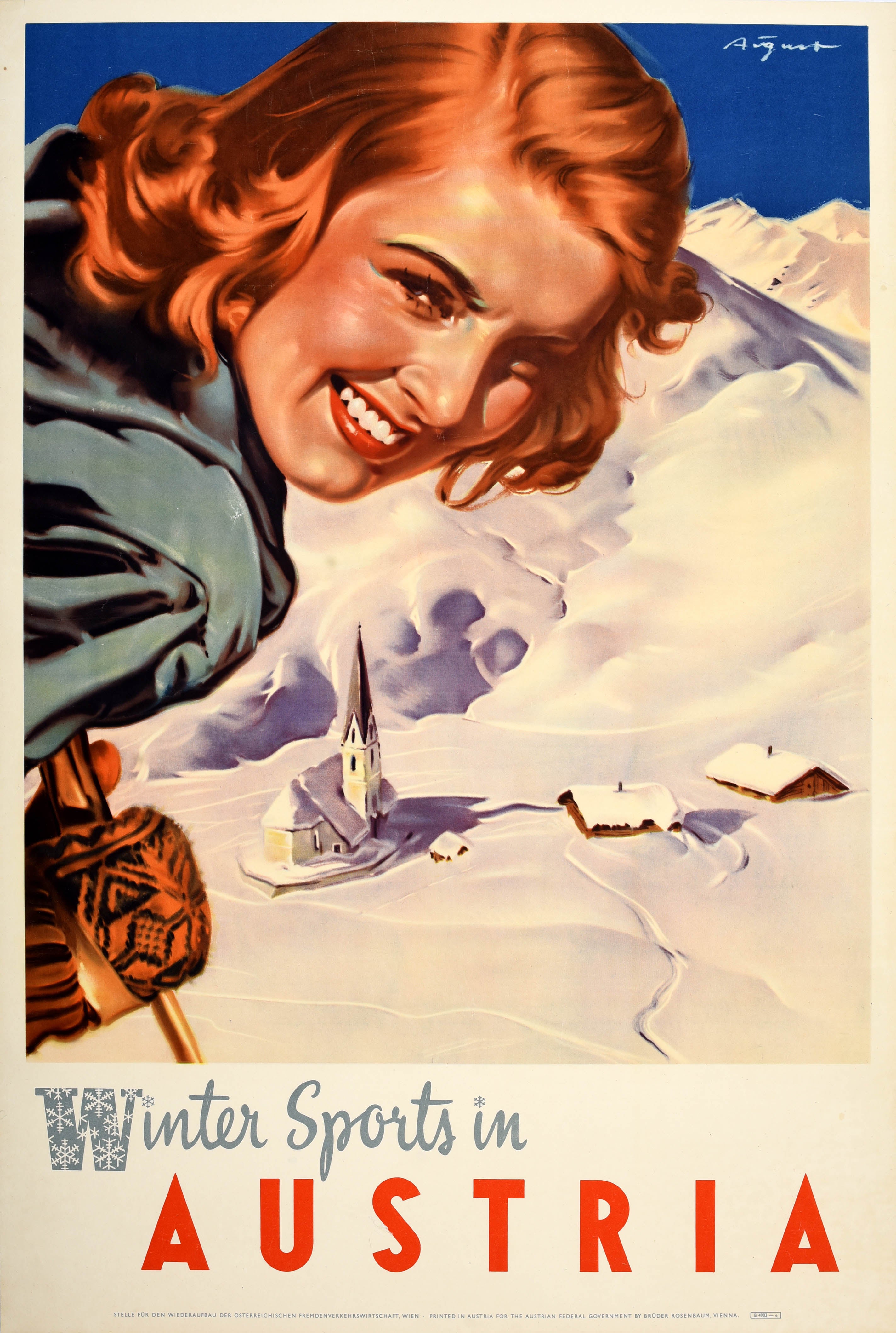 Original Vintage Skiing Travel Poster Winter Sports in Austria Paul ...