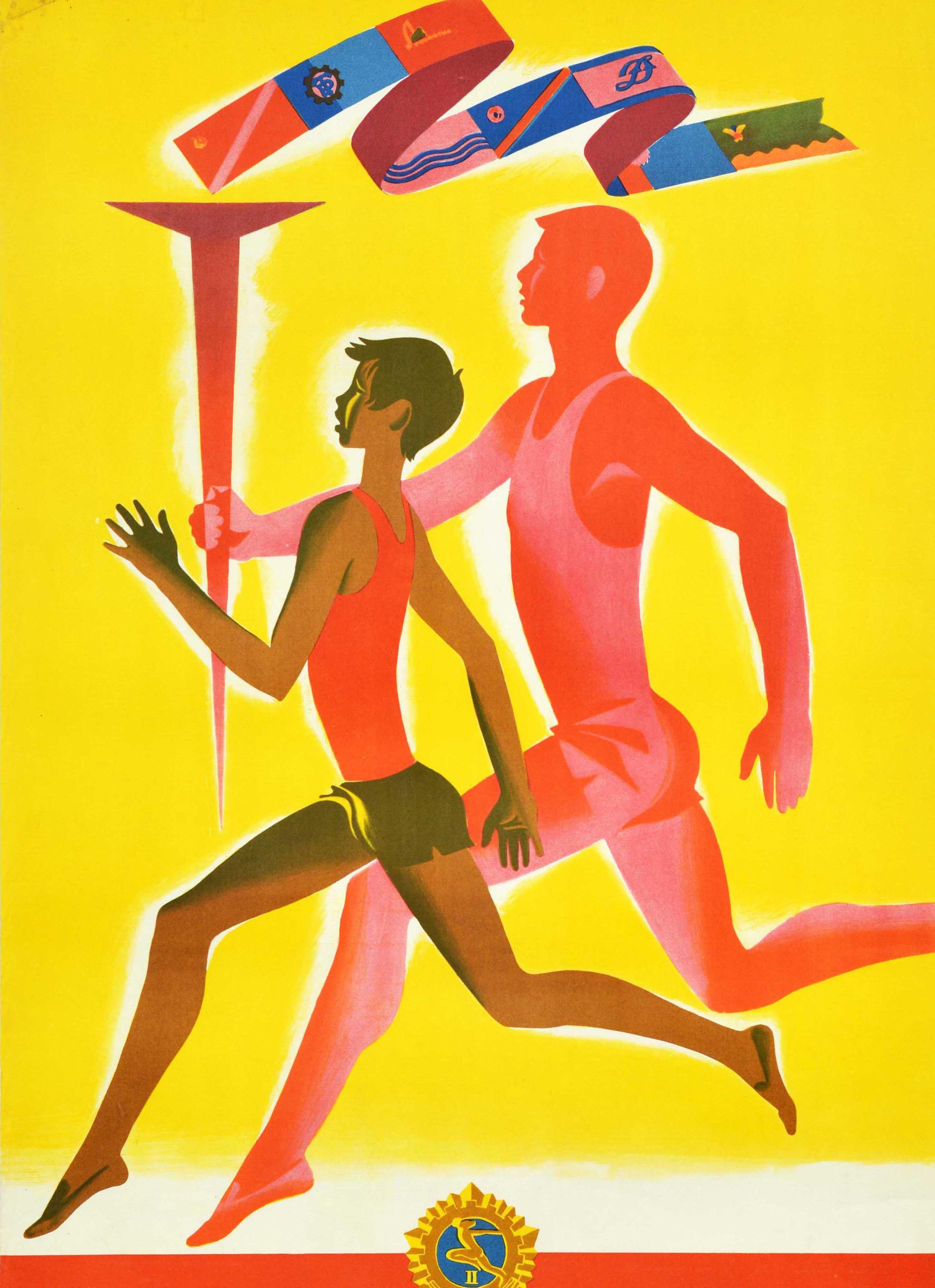 Original Vintage Soviet Poster Glorified Athletes Running Sport ...