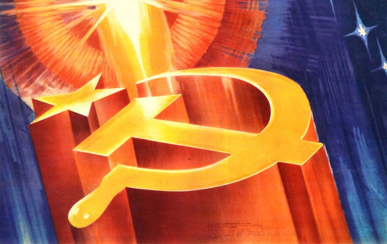 Affiche rétro originale soviétique, Socialism, Panneau de lancement ...