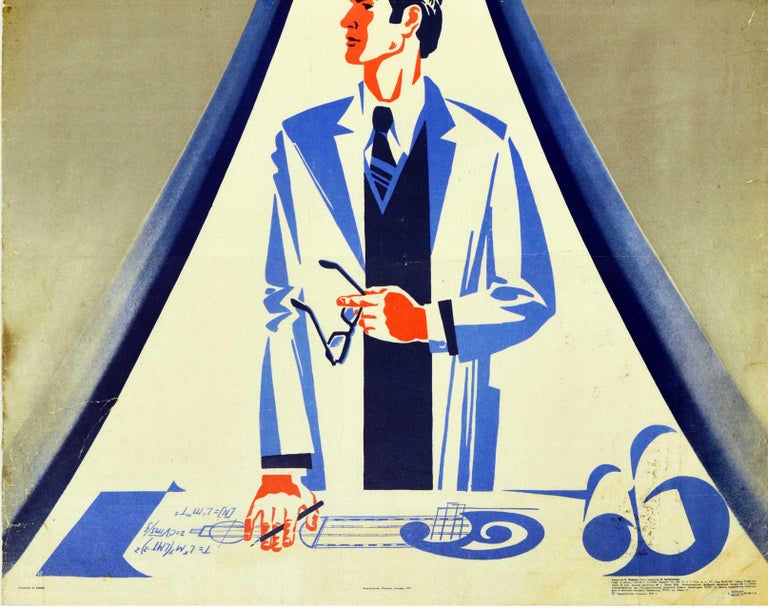 Original Vintage Soviet Propaganda Poster Glory To Soviet Scientists ...