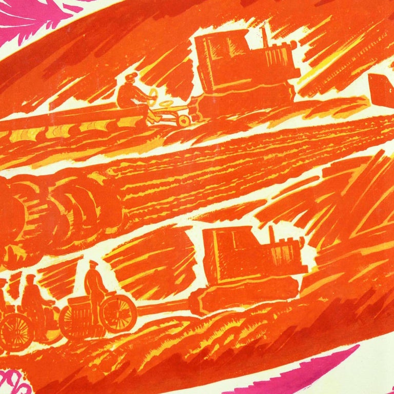 Original Vintage Soviet Propaganda Poster Hard Work Path To Abundance ...