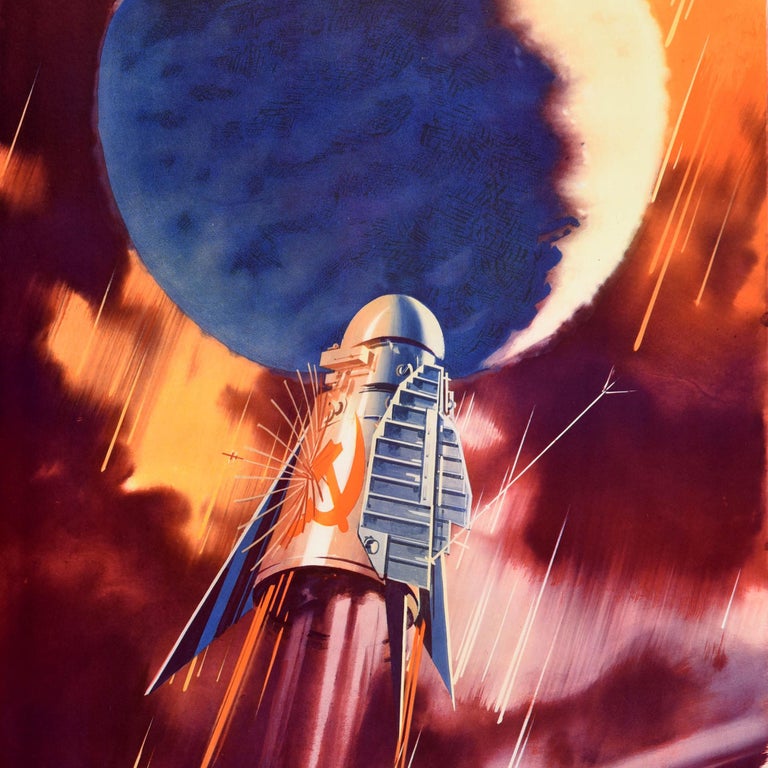 Original Vintage Soviet Propaganda Poster Space Conquerors Of The ...
