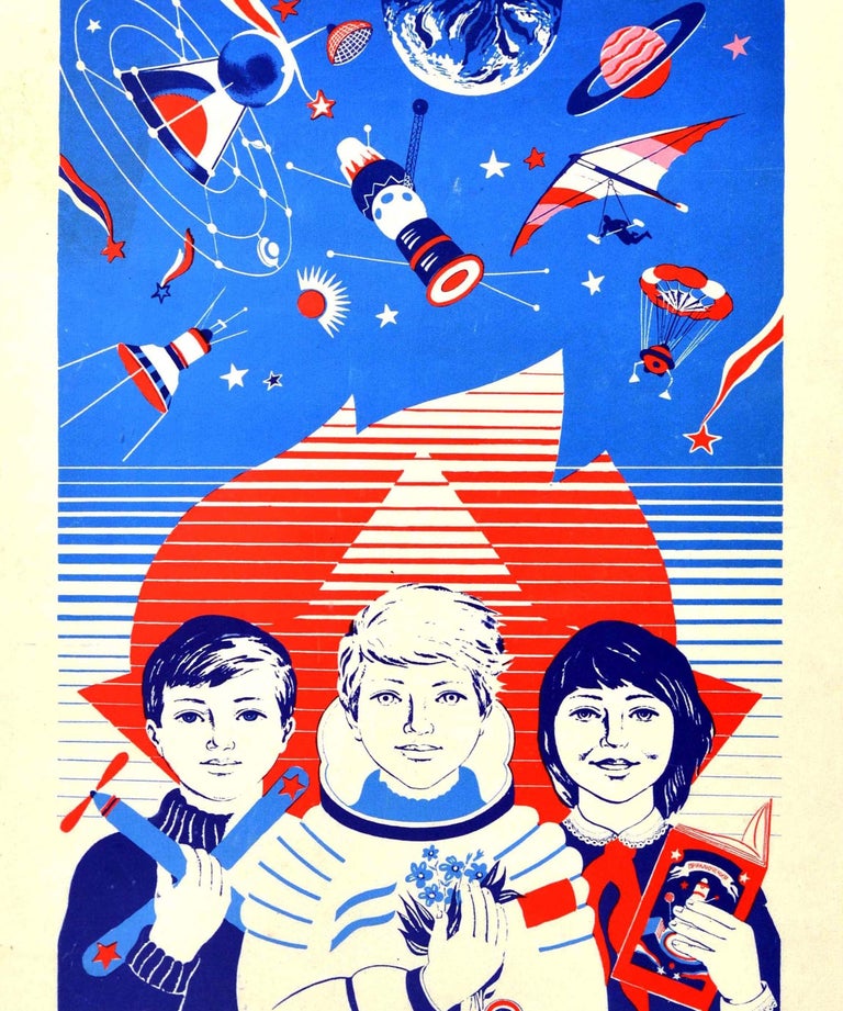 Original Vintage Soviet Science Poster School Children Space Create ...