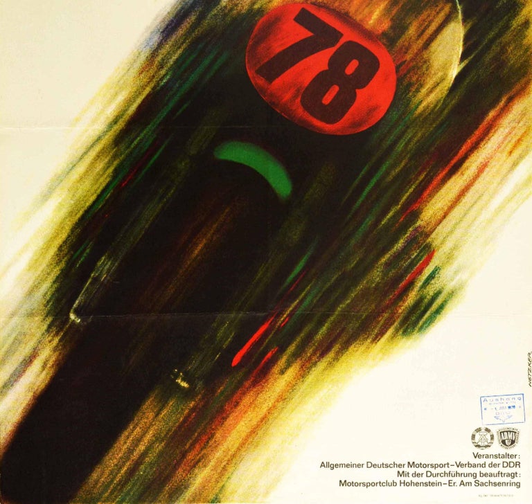 Original Vintage Sport Poster Grand Prix Motorcycle Race Sachsenring ...