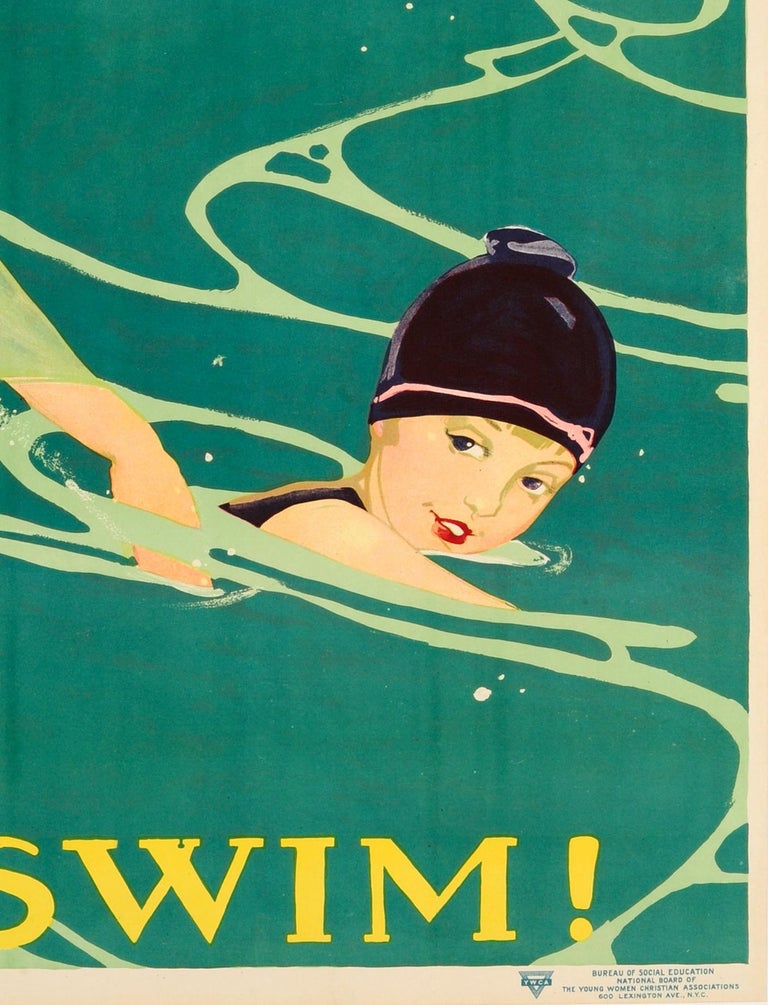 Original Vintage Sport Poster - Swim - Social Education National Board ...