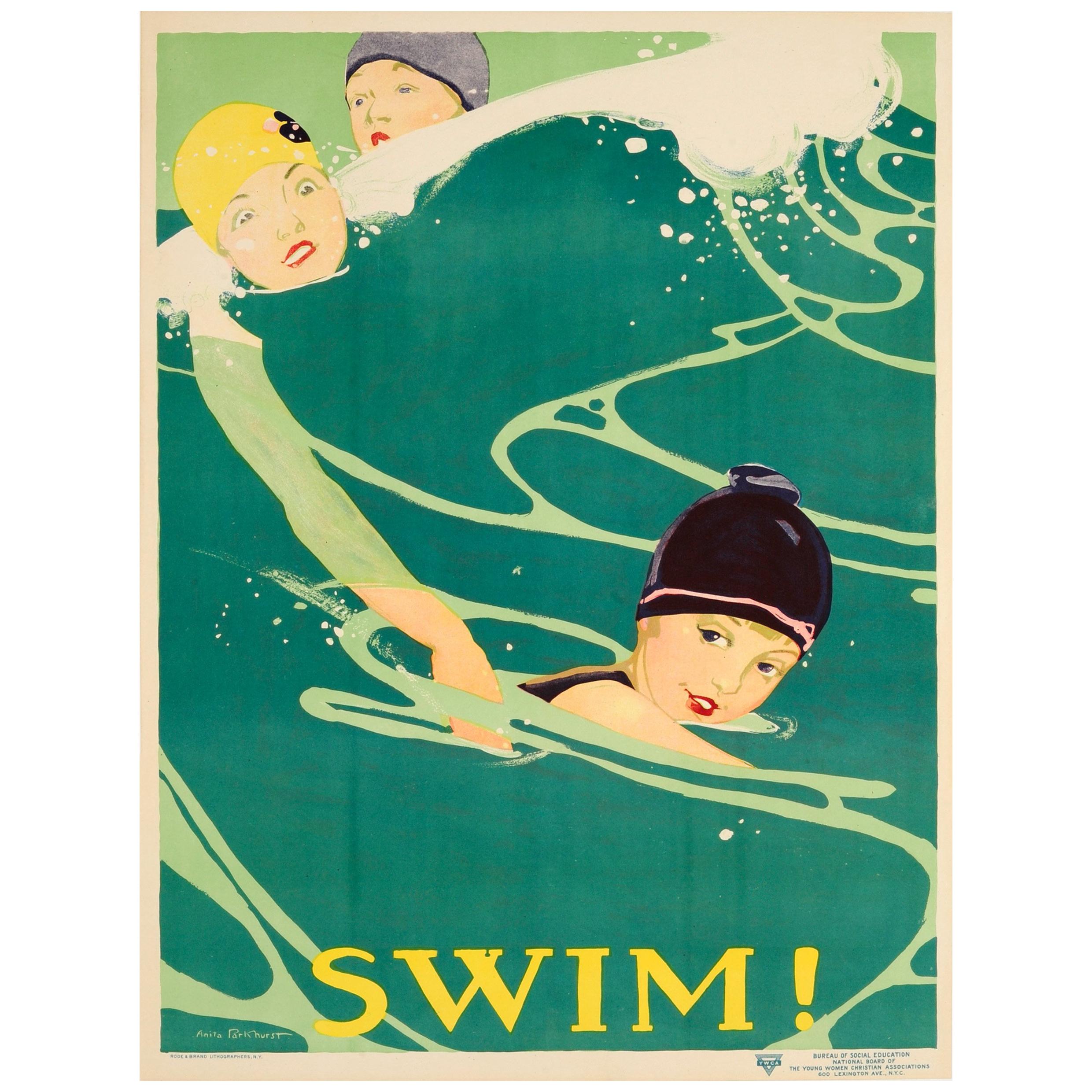 Original Vintage Sport Poster - Swim - Social Education National Board ...