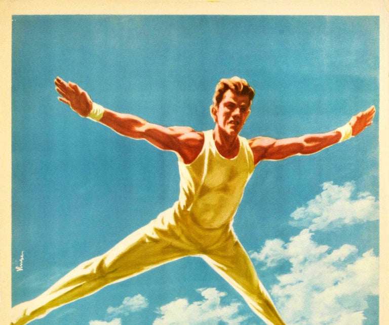 Original Vintage Sport Poster Torna Hungary Gymnastics Flight Strength ...