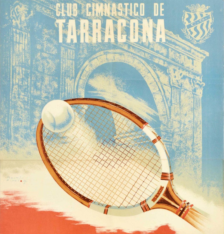 Original Vintage Tennis Poster Gymnastic Club Tarragona Agustin Pujol ...