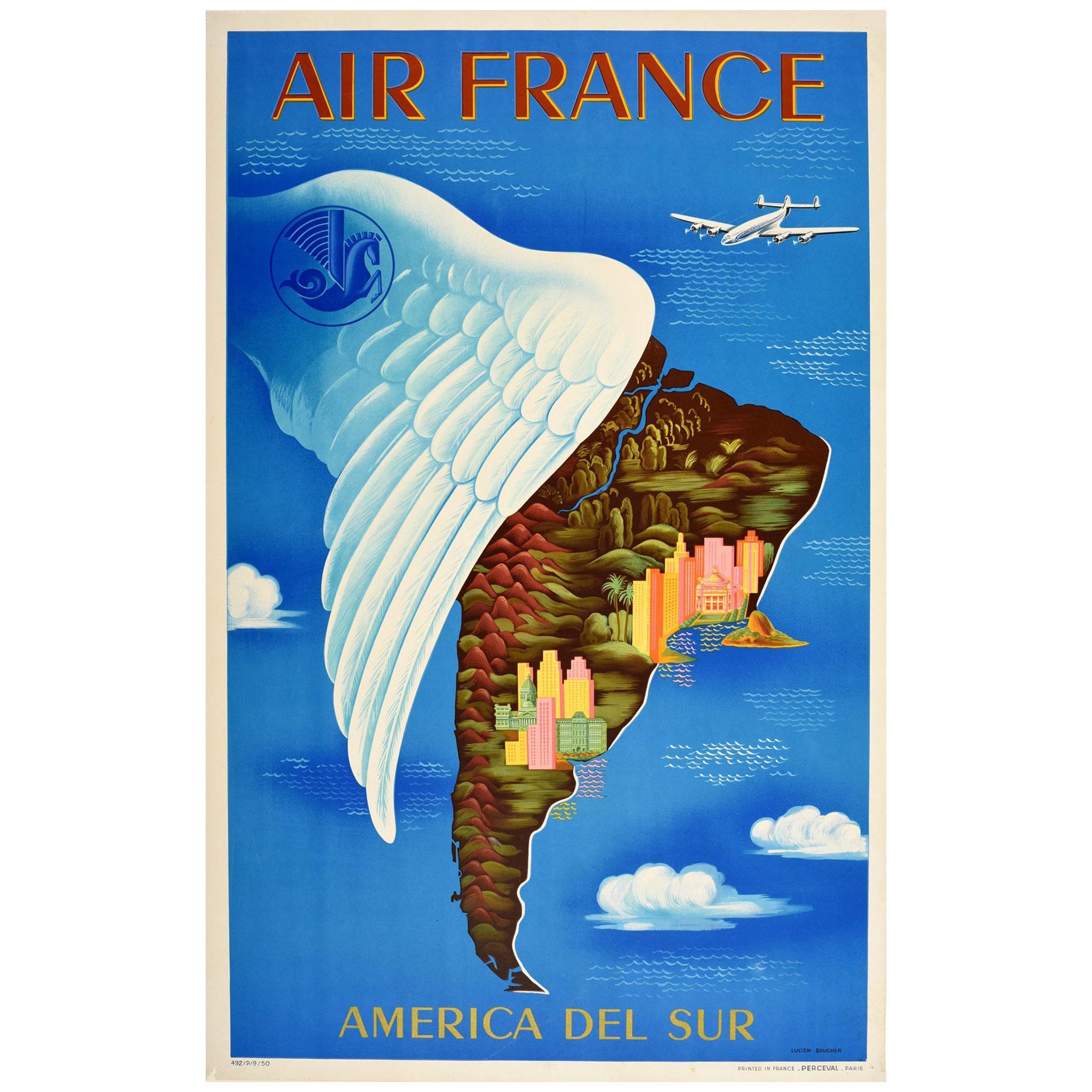 Air France: Reseau Aerien Mondial by Lucien Boucher at 1stDibs