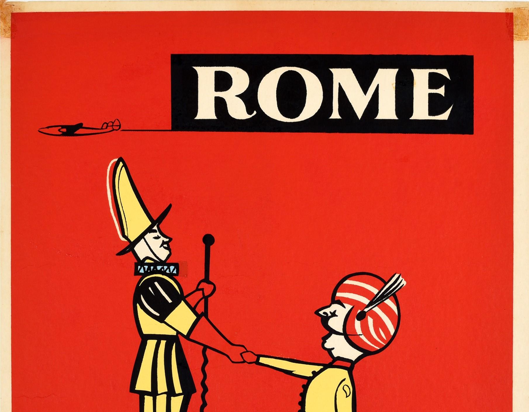Original Vintage Travel Poster Air India Rome Italy Guard Maharaja ...