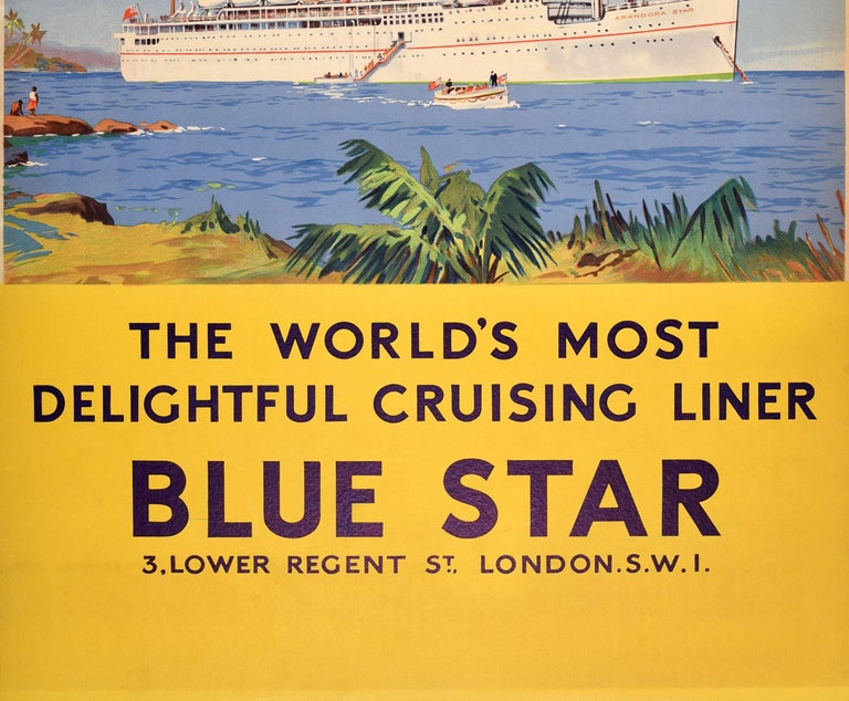 Original Vintage Travel Poster Arandora Star Luxury Cruise Ship Blue ...
