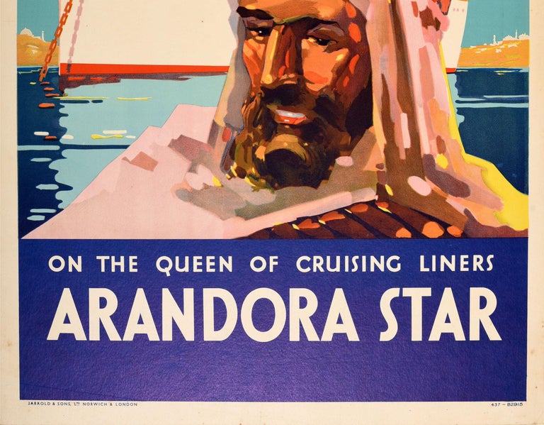 Original Vintage Travel Poster Blue Star Line Mediterranean Cruise ...