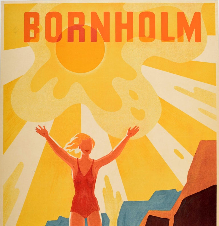 Original Vintage Travel Poster Bornholm Denmark Bogelund Island Of ...