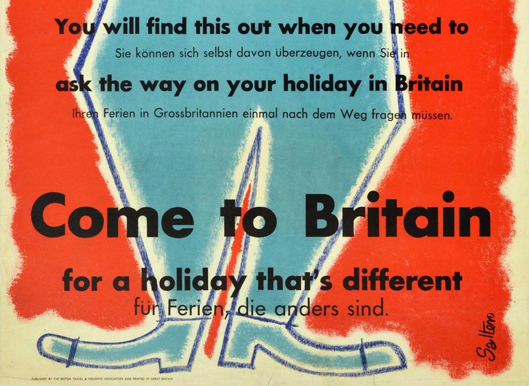 Original Vintage Travel Poster Come To Britain Holiday British ...