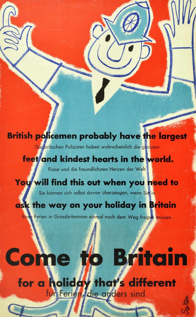 Original Vintage Travel Poster Come To Britain Holiday British ...