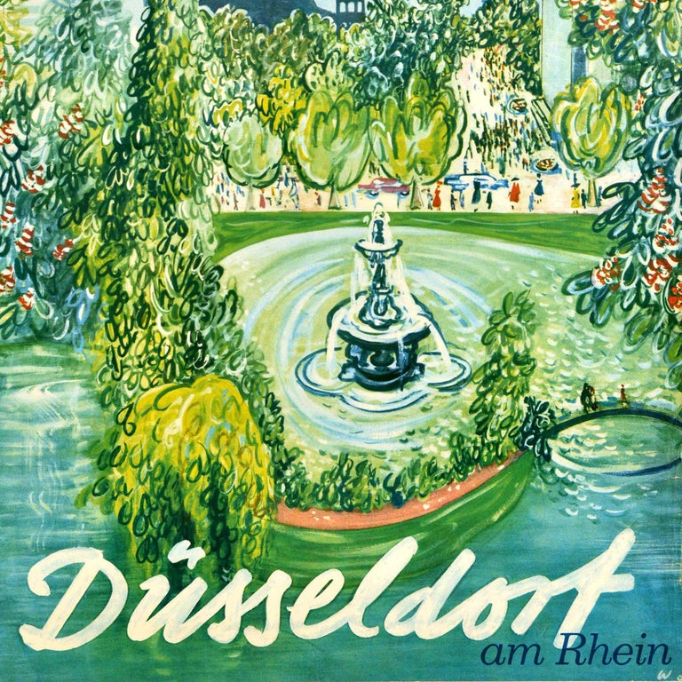 Original Vintage Travel Poster Dusseldorf On Rhine Rhein Old Town ...