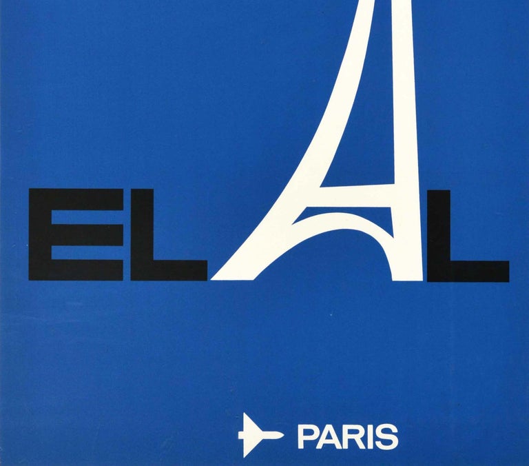 Original Vintage Travel Poster El Al Israel Airlines Paris France ...