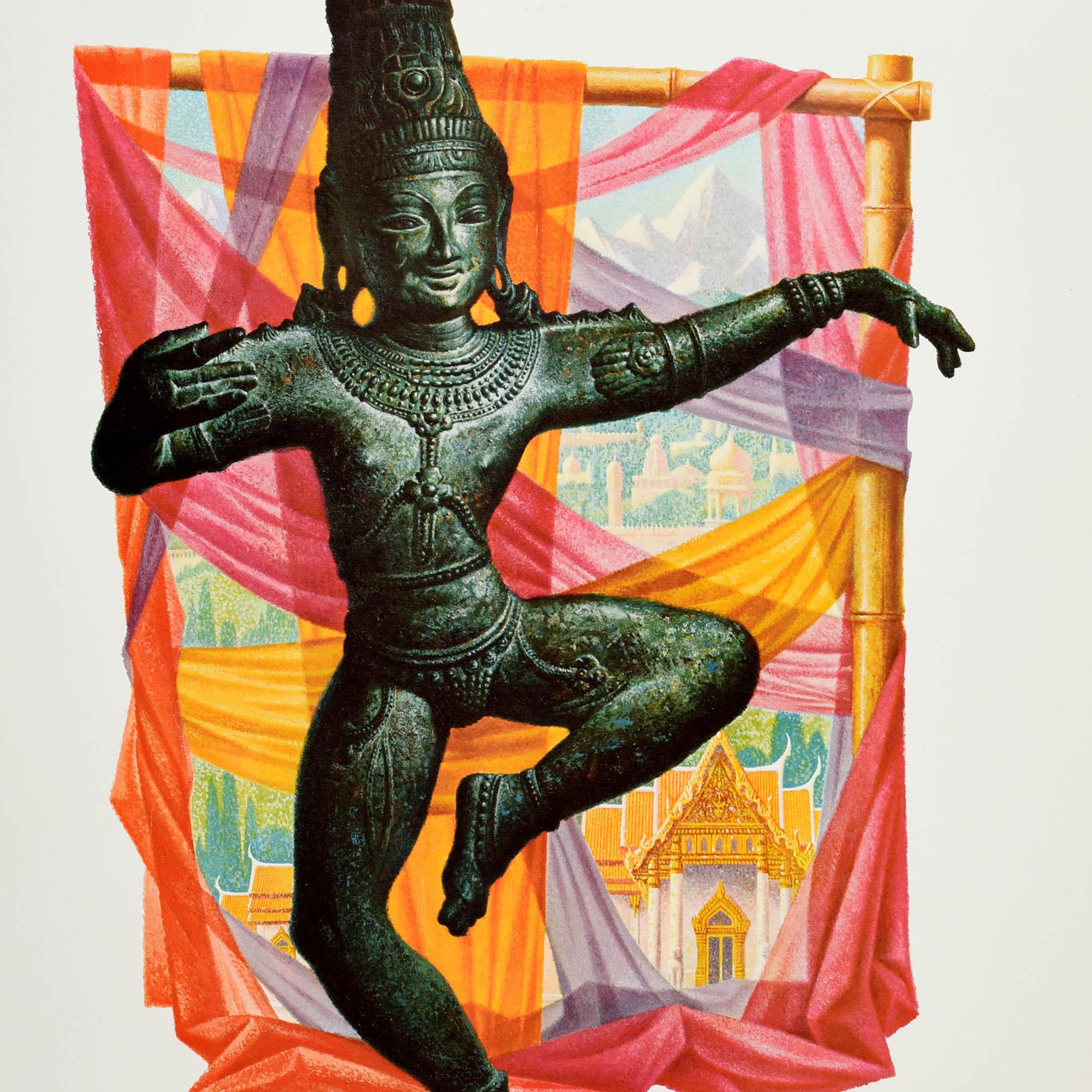 Original Vintage Travel Poster Fly TWA The Orient Buddha Asia David ...