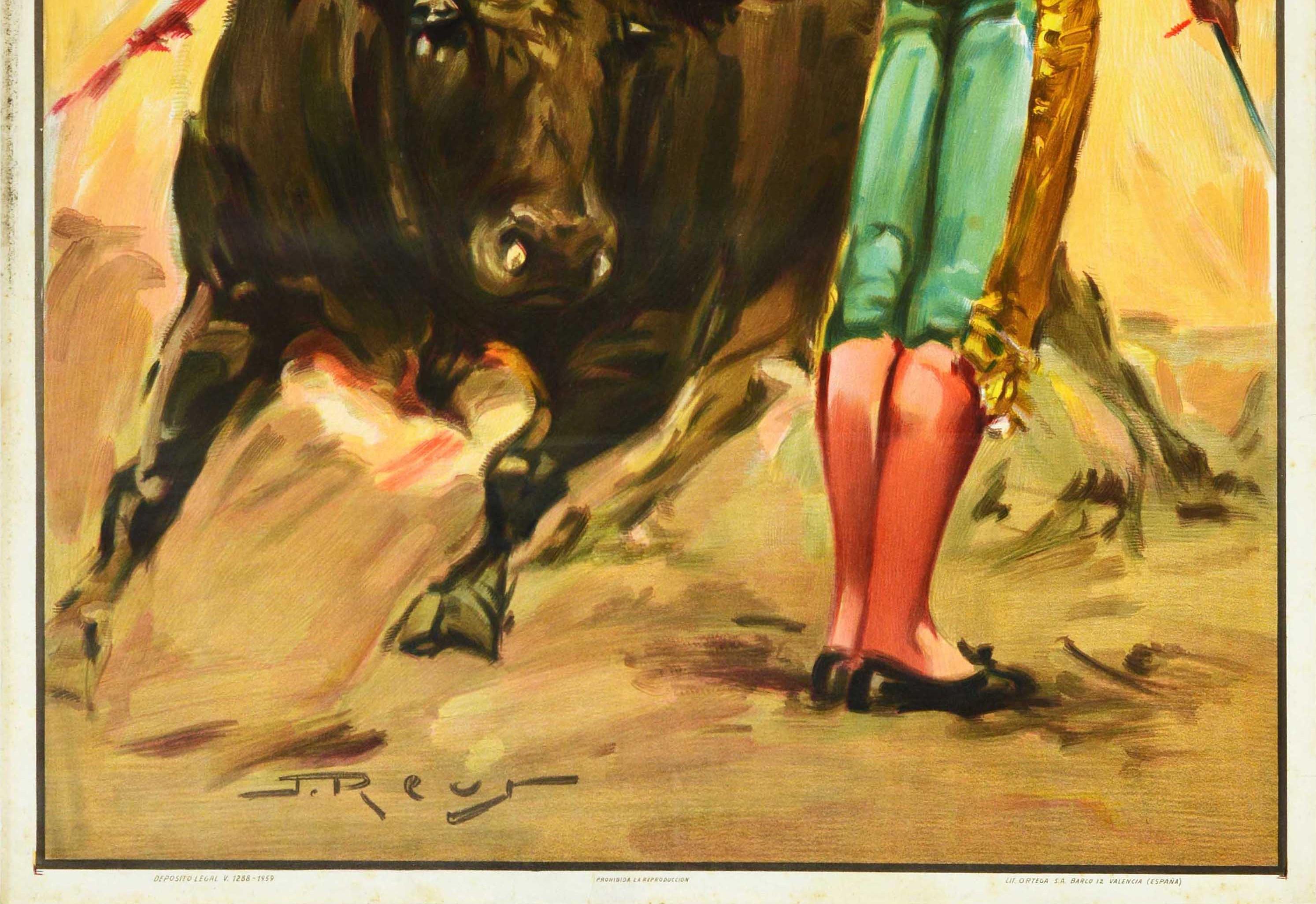 Original Vintage Travel Poster Fly With Iberia Airlines Matador Bull ...