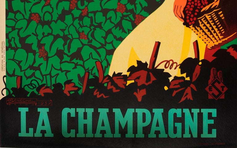 Original Vintage Travel Poster for La Champagne Wine Region France ...