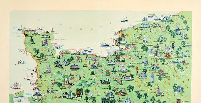 Original Vintage Travel Poster For La Normandie France Normandy ...