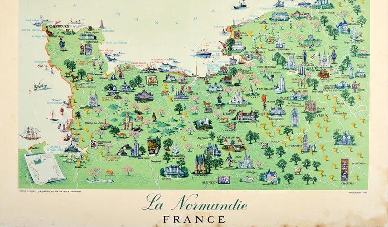 Original Vintage Travel Poster For La Normandie France Normandy ...