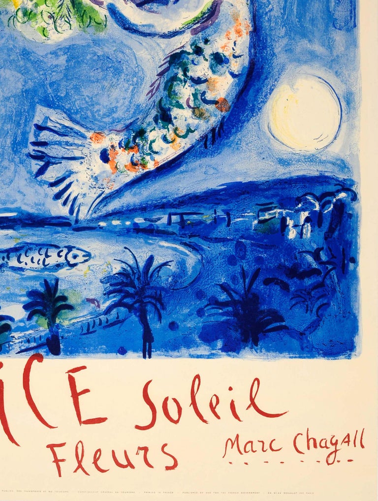 Original Vintage Travel Poster for Nice Soleil Fleurs Marc Chagall Sun ...