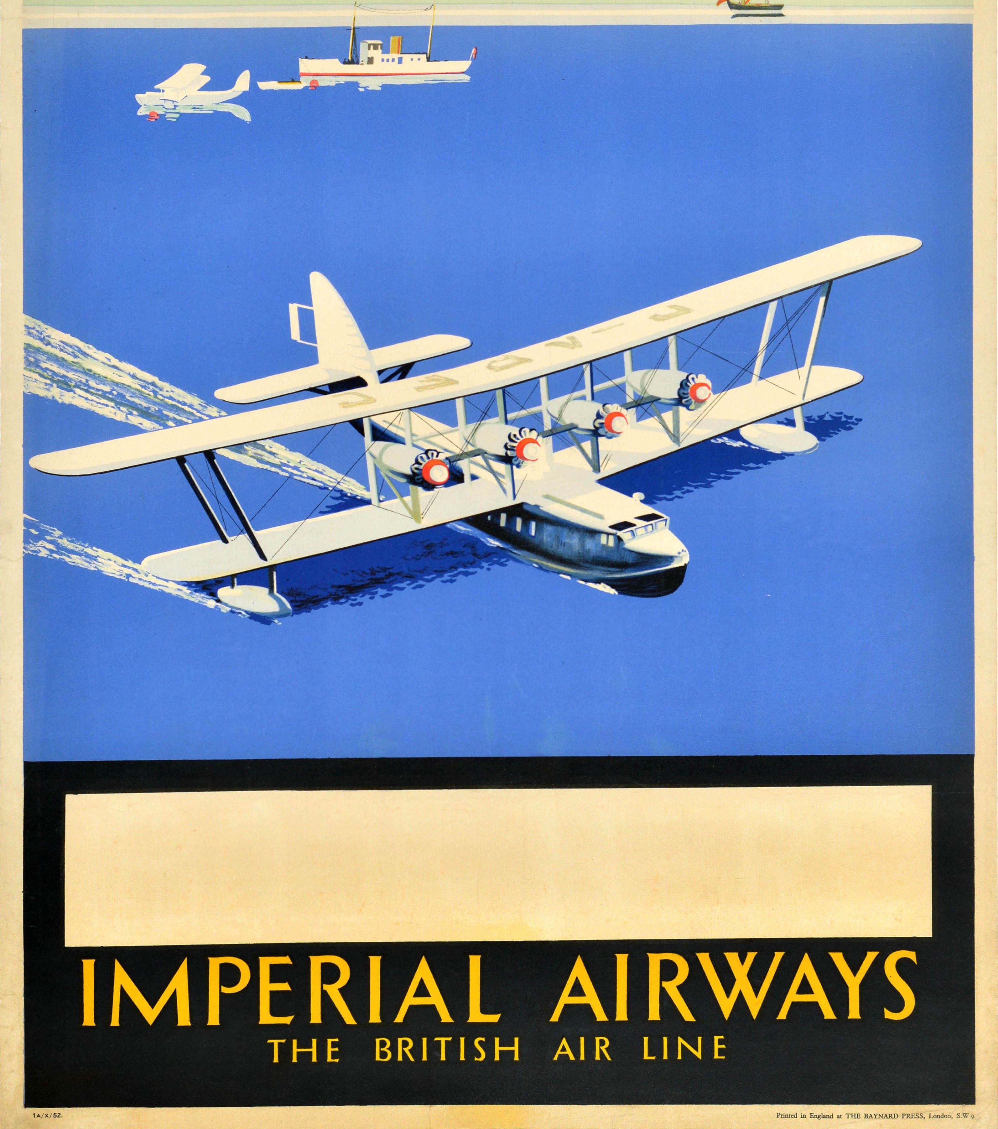 Original Vintage Travel Poster Imperial Airways Istanbul Bosphorus ...