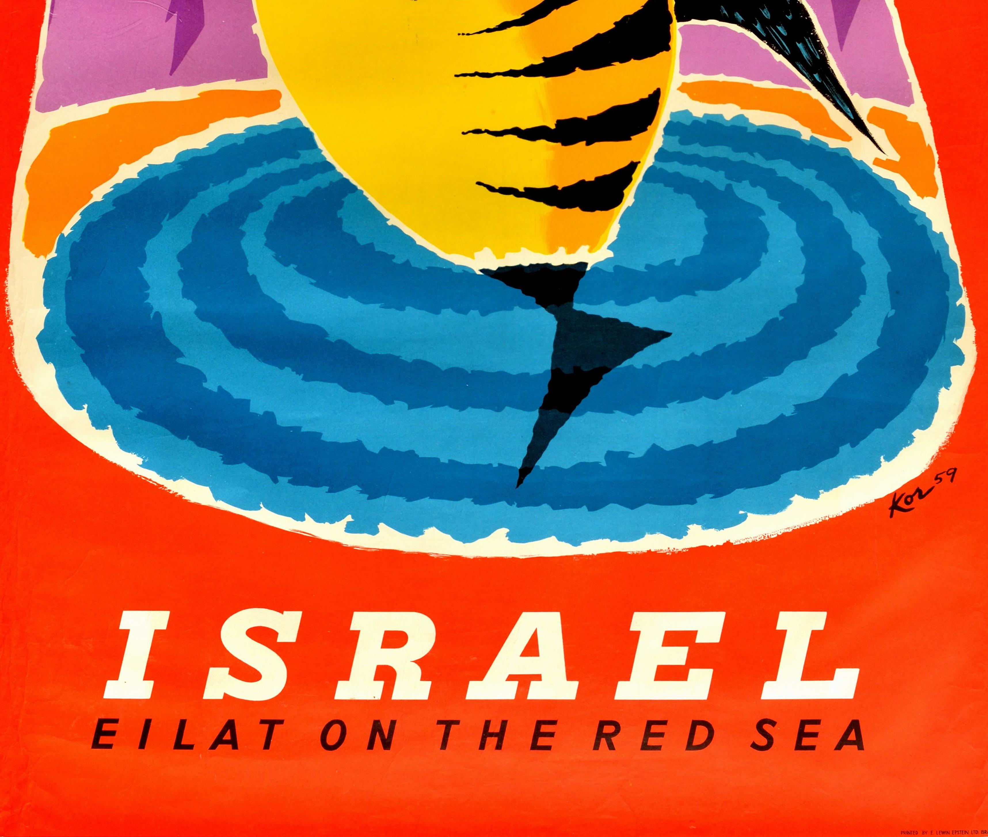 Original Vintage Travel Poster Israel Eilat On The Red Sea Resort ...