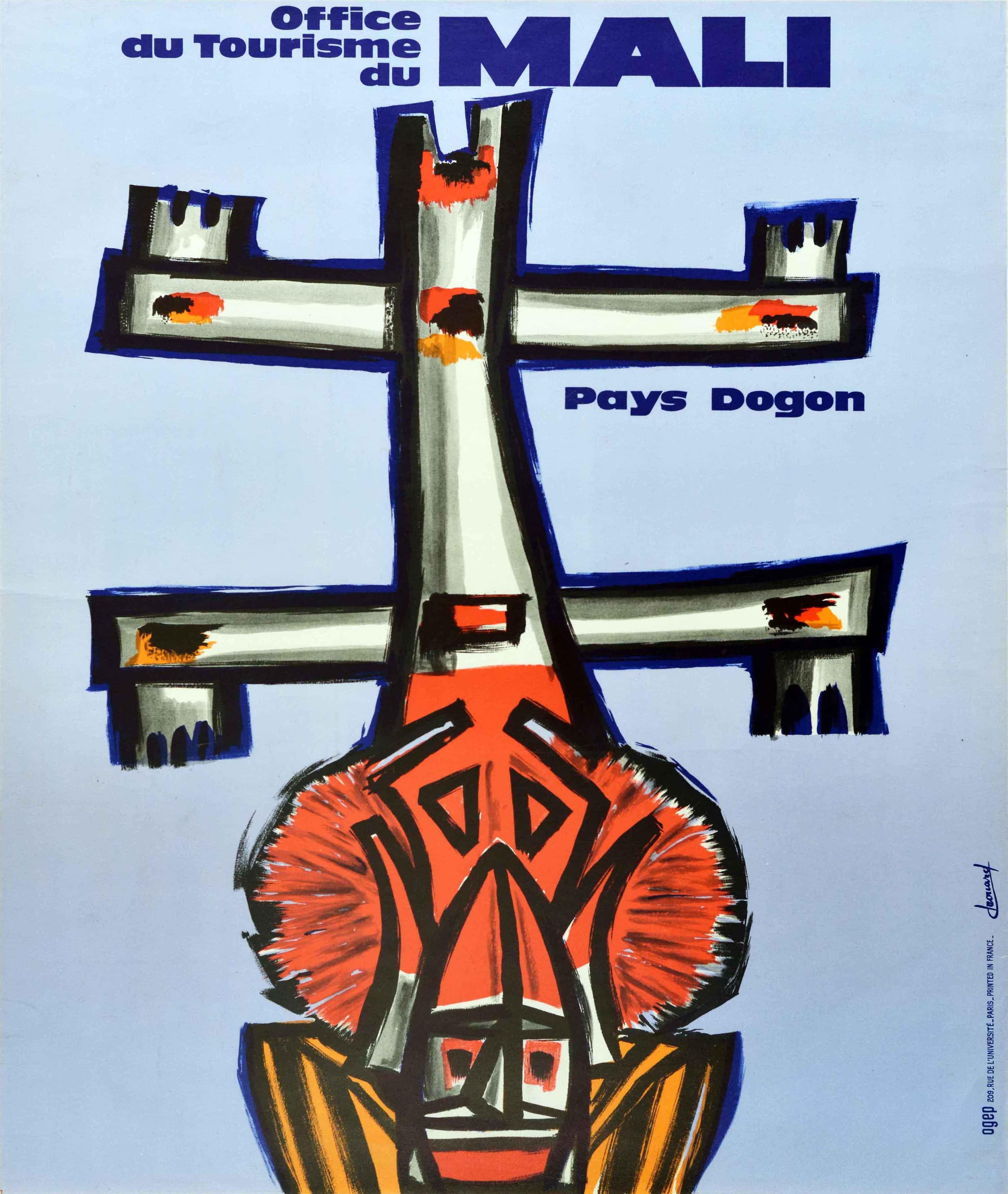 Original Vintage Travel Poster Mali Land Of Dogon West Africa Mask ...