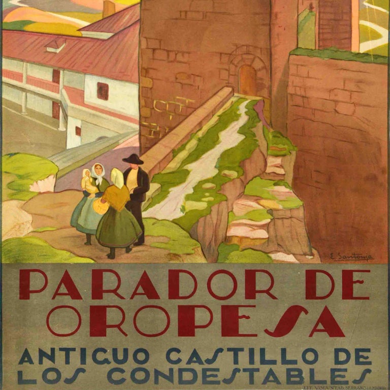 Original Vintage Travel Poster Parador De Oropesa Toledo Spain Castle ...