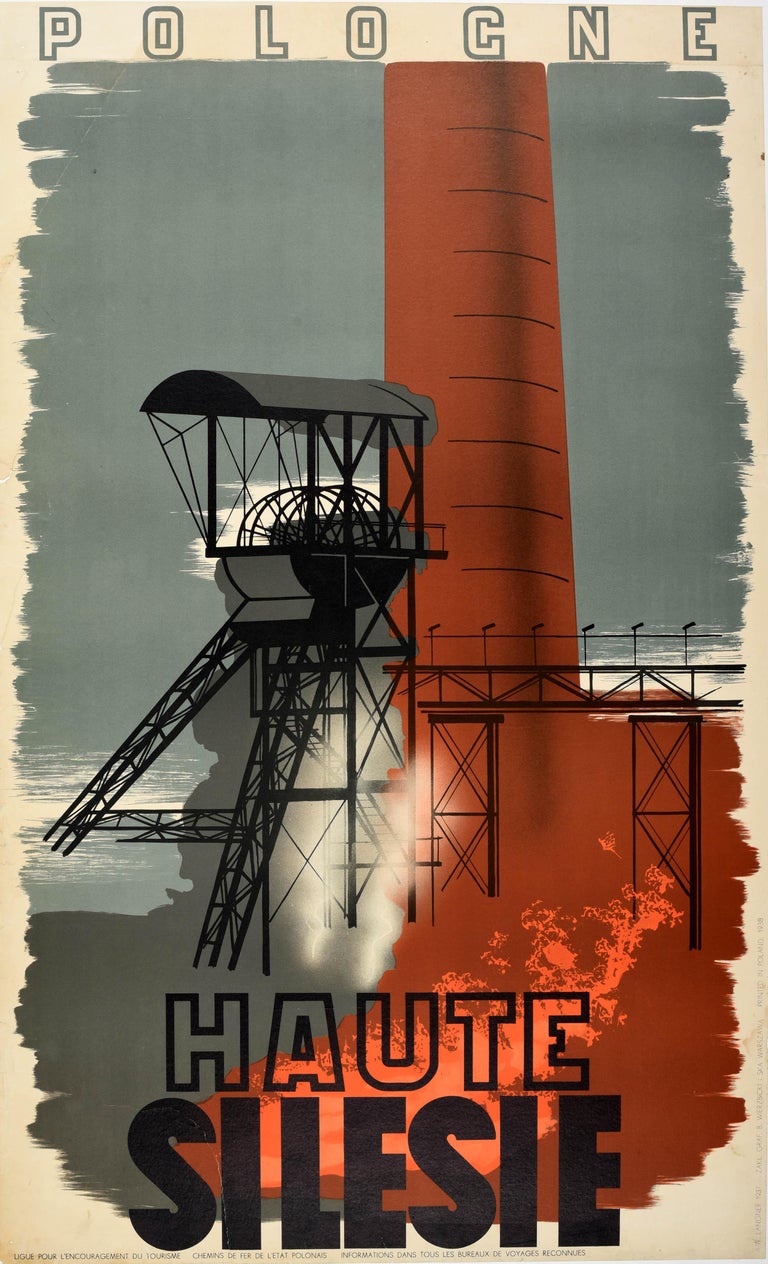 Original Vintage Travel Poster Pologne Poland Upper Silesia Industrial ...