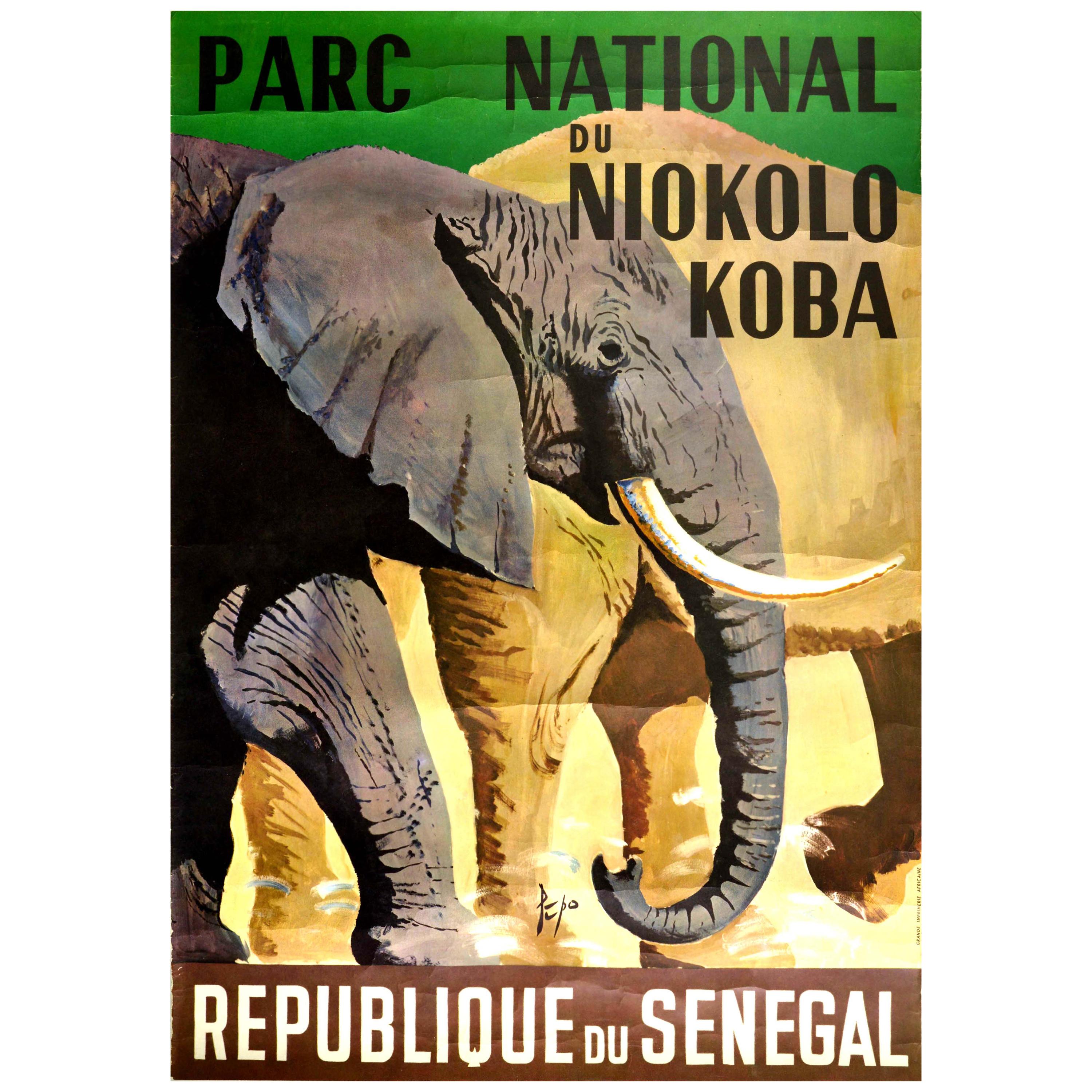 Original Vintage Travel Poster Senegal Parc National Du Niokolo Koba ...